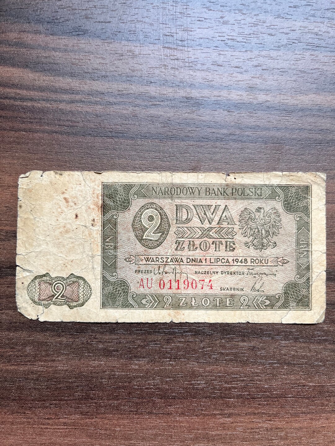 1948 Polish Banknote, 2 Zl Polish Bank Paper Money, Vintage Polish ...