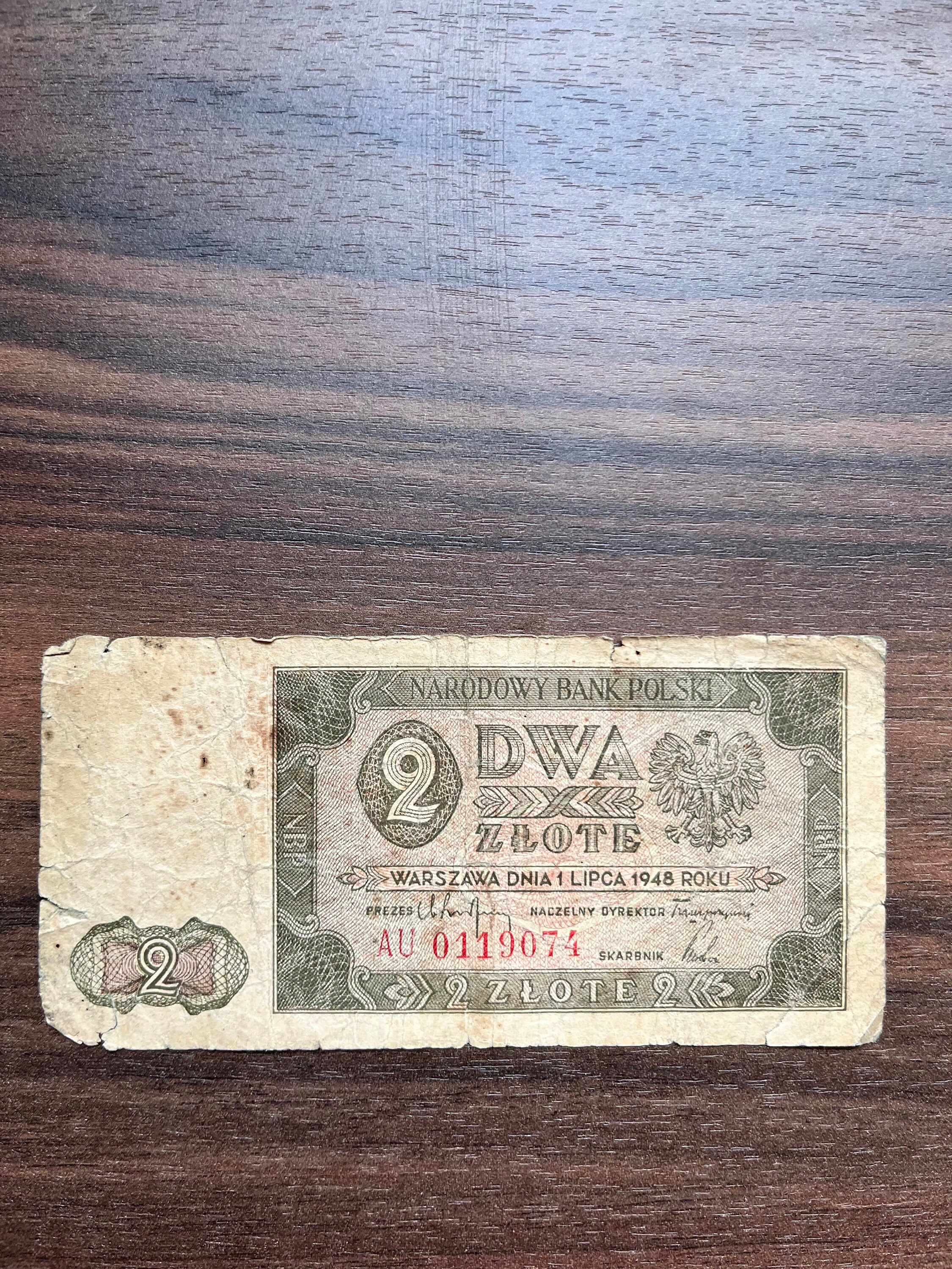 1948 Polish Banknote, 2 Zl Polish Bank Paper Money, Vintage Polish ...