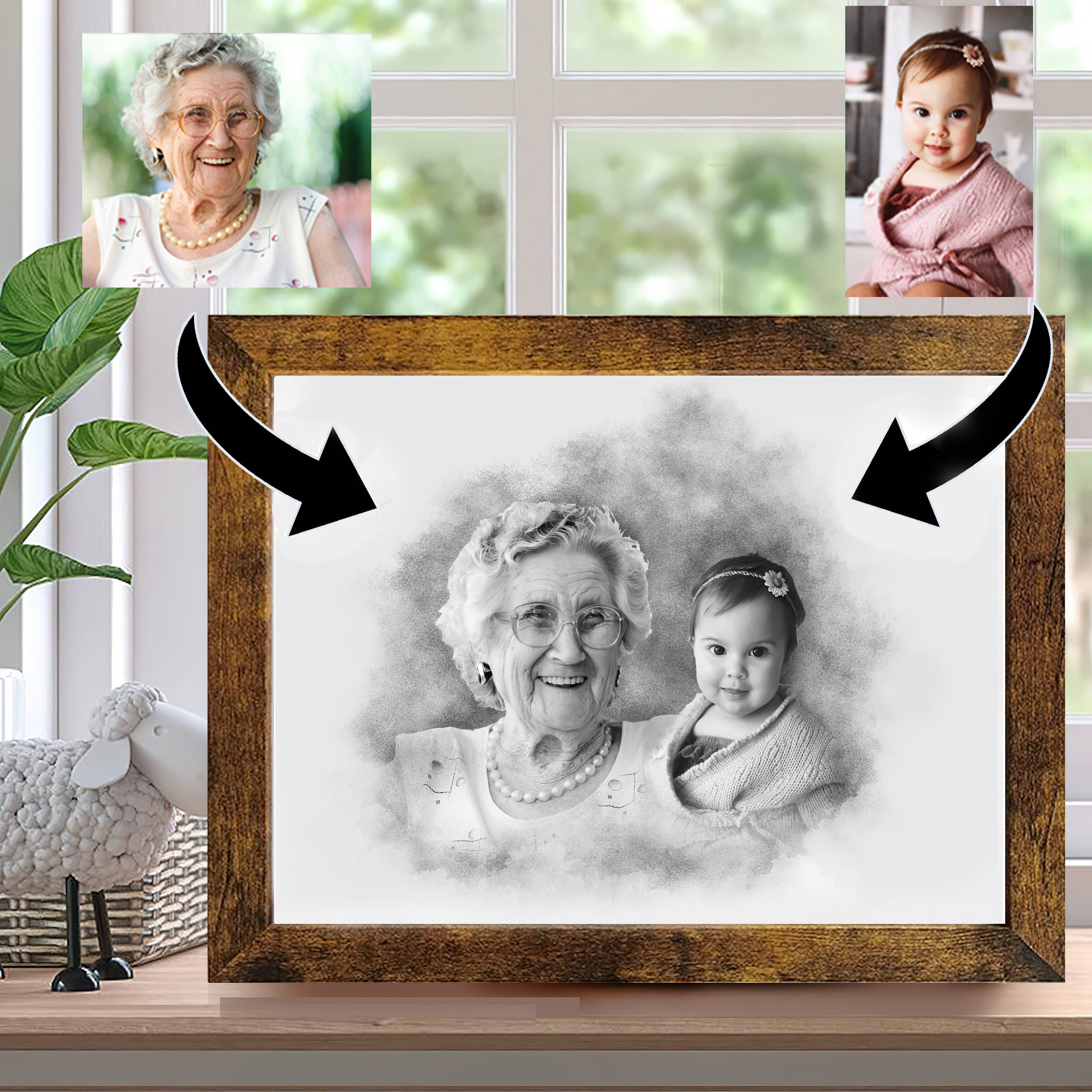Memorial Gift for Loss of Father Custom Family Portrait Add - Etsy