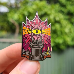Tolkien Lord of the Rings Eye of Sauron Stained Glass Window Enamel Pin ...