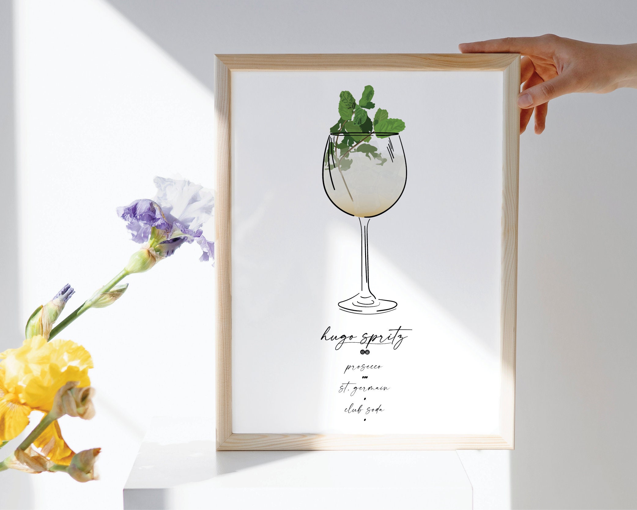 Contemporary Digital Art Print, Hugo Spritz Cocktail Recipe System ...