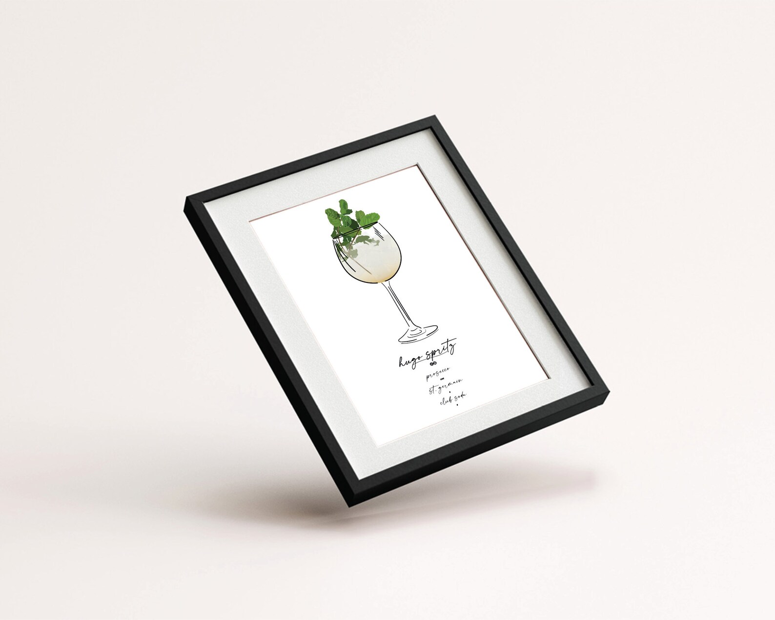Contemporary Digital Art Print, Hugo Spritz Cocktail Recipe System ...