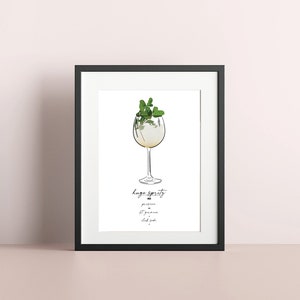 Contemporary Digital Art Print, Hugo Spritz Cocktail Recipe System ...