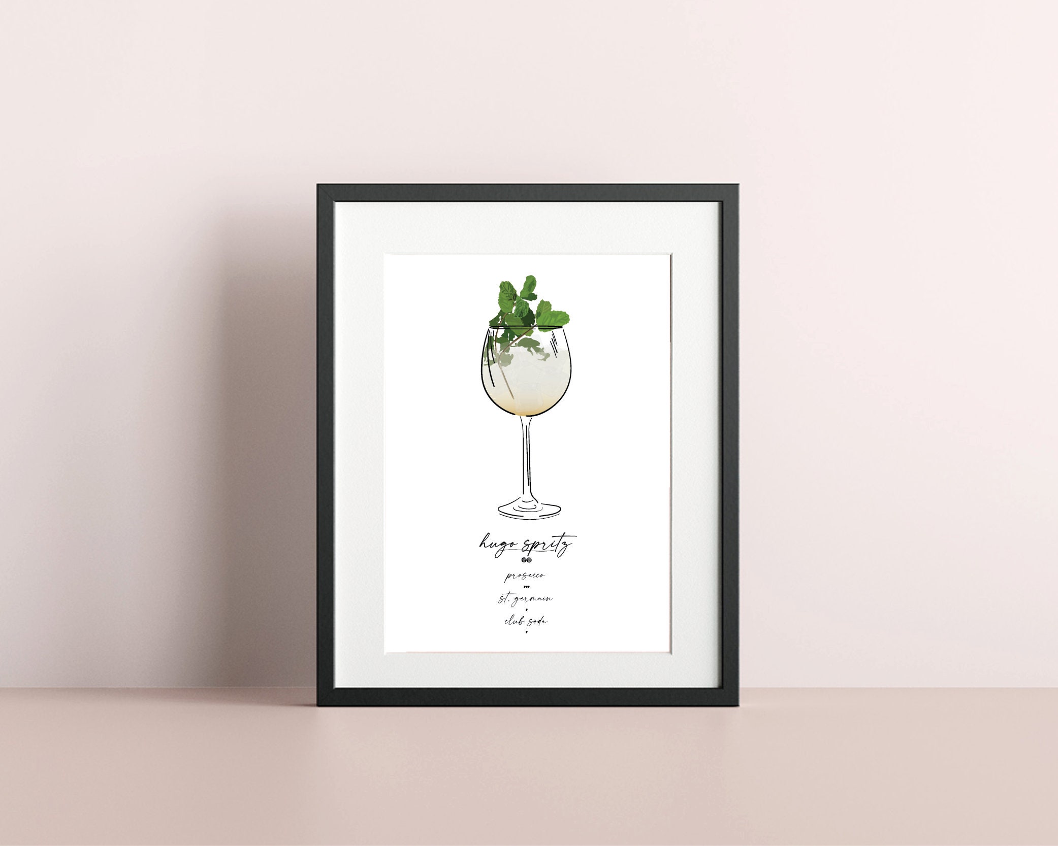 Contemporary Digital Art Print, Hugo Spritz Cocktail Recipe System ...