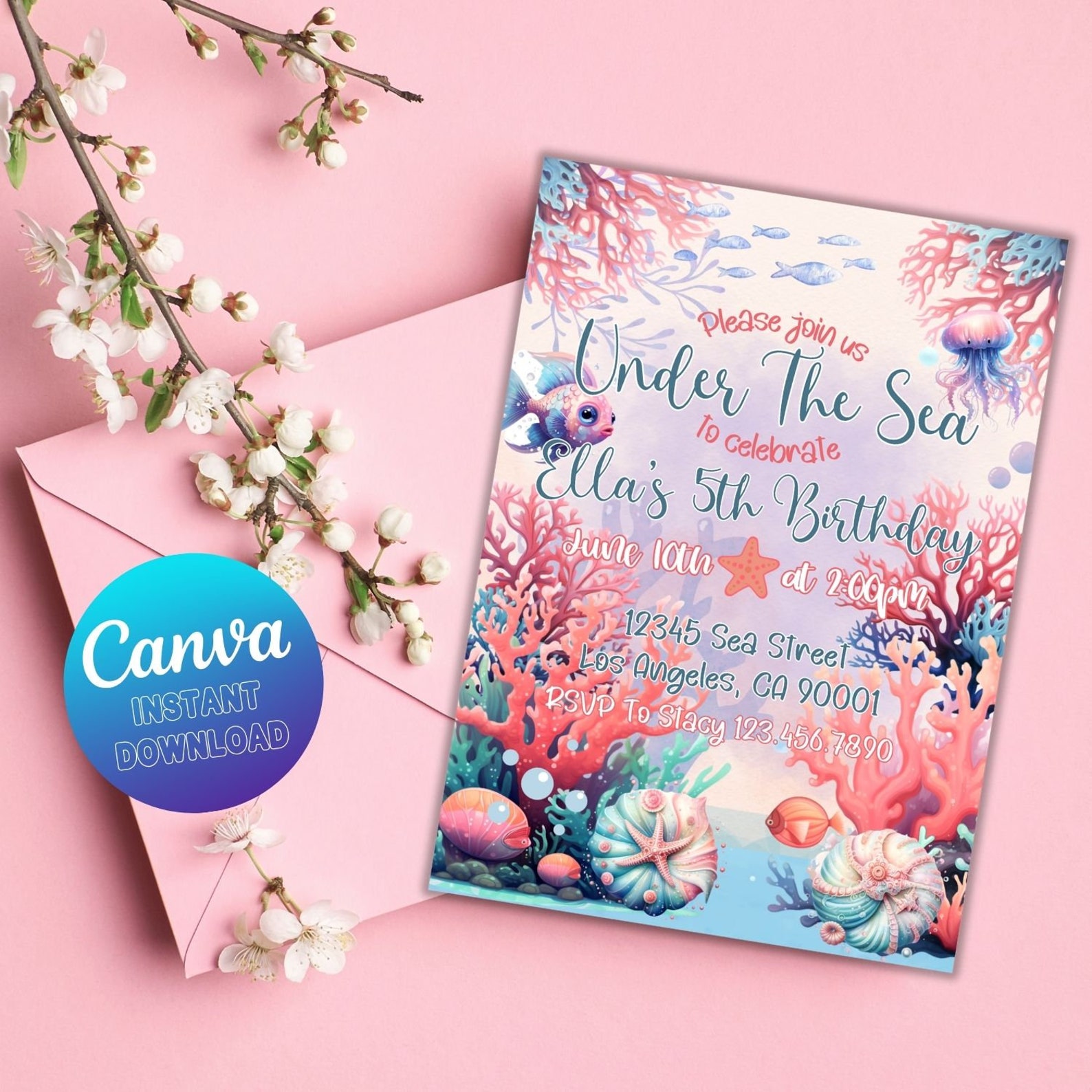 Editable Under the Sea Birthday Invitation, Ocean Animals Party Invite ...