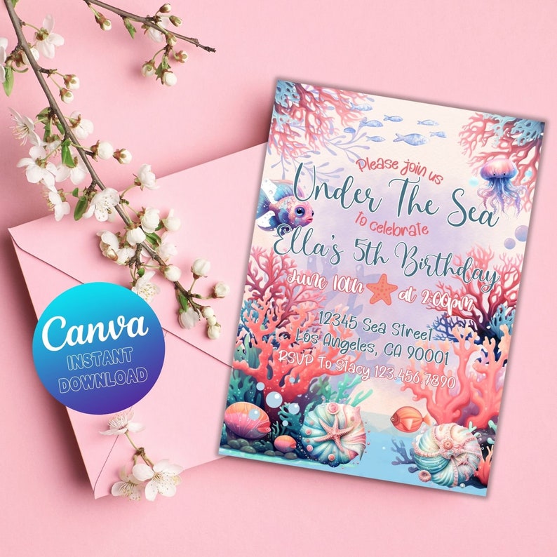 Editable Under the Sea Birthday Invitation, Ocean Animals Party Invite ...