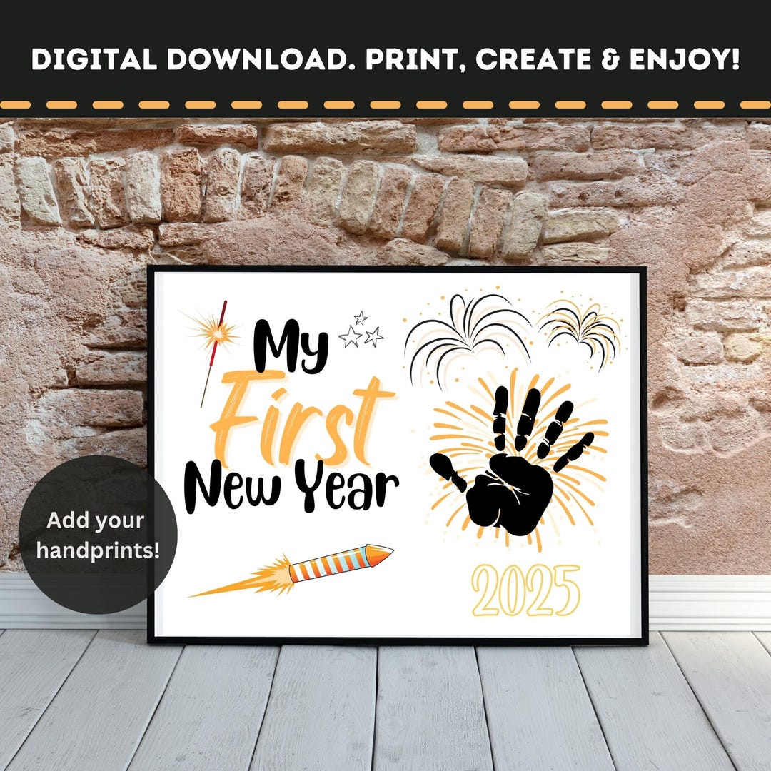 My First New Year 2025 Handprint Art, New Year Baby Keepsake, Daycare ...
