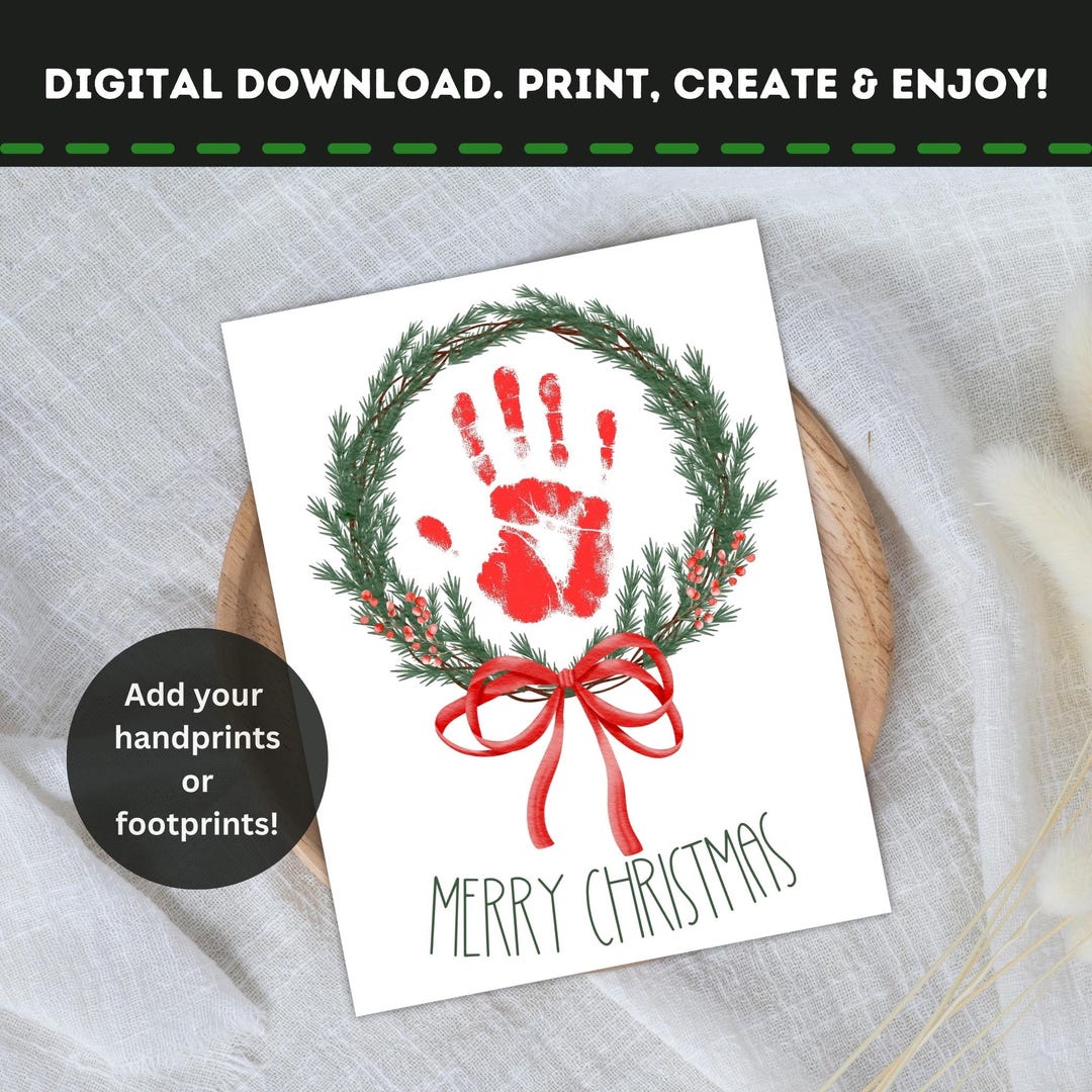 Merry Christmas Wreath Handprint Art, Christmas Baby Keepsake, Daycare ...