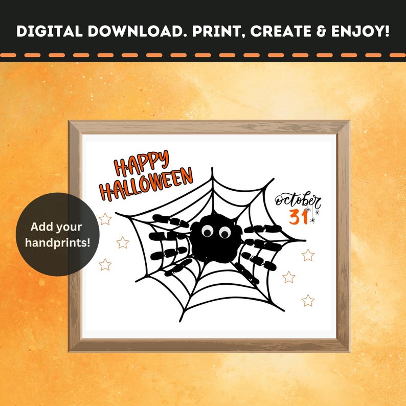 Happy Halloween Spider Web Handprint Art, Baby Handprint and Footprint ...