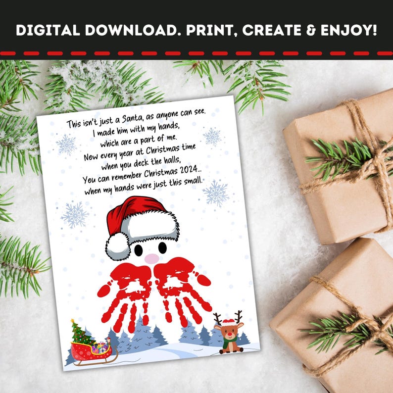 Santa Handprint Poem Christmas Art, Christmas Baby Keepsake, Daycare ...