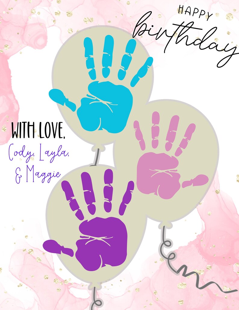 Happy Birthday Balloon Handprint Art, Handprint and Footprint Craft ...