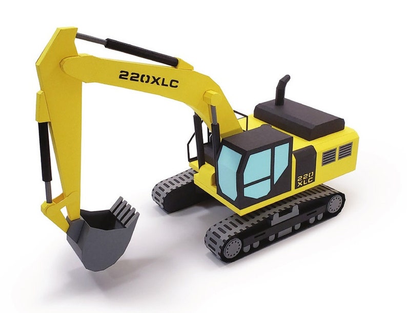 Buy Excavator Digger 3D Papercraft Model Kit 60cm Long Decorative Paper ...