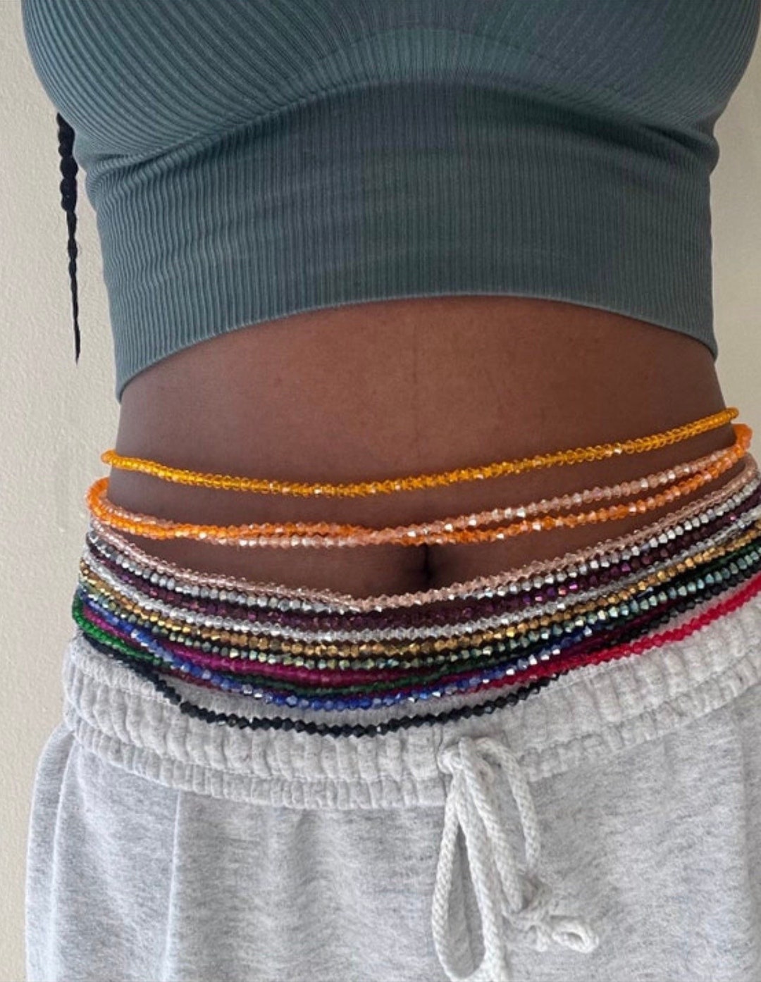 Crystal Glass Waist Beads/african Waist Beads/transparent Faceted Waist ...