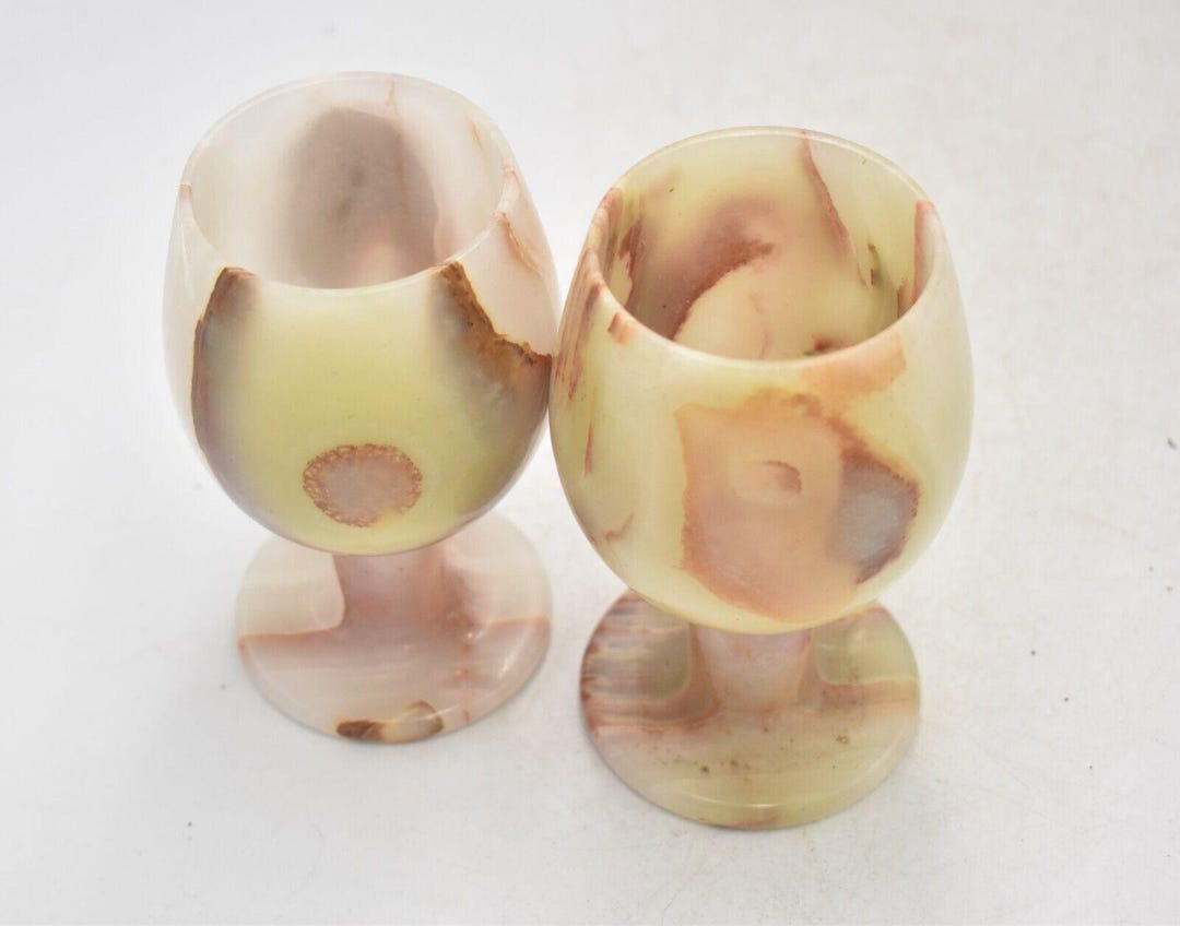 Vintage Onyx Polished Marble Goblets Decorative X2 - Etsy