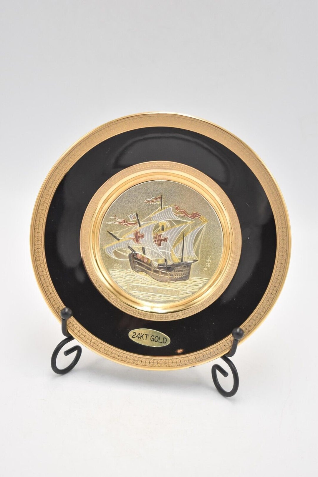 The Art of Chokin Santa Maria Ship Series Porcelain Plate 24k - Etsy
