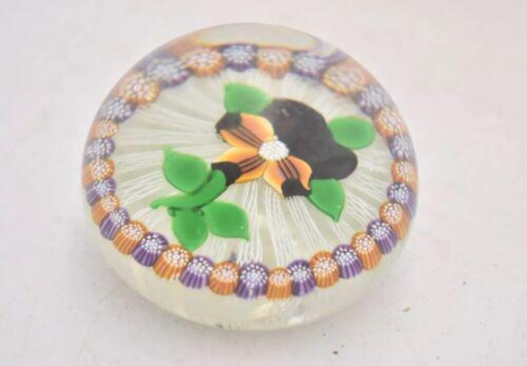 Vintage John Deacons Pansy Millefiori and Latticino Paperweight 1997 ...
