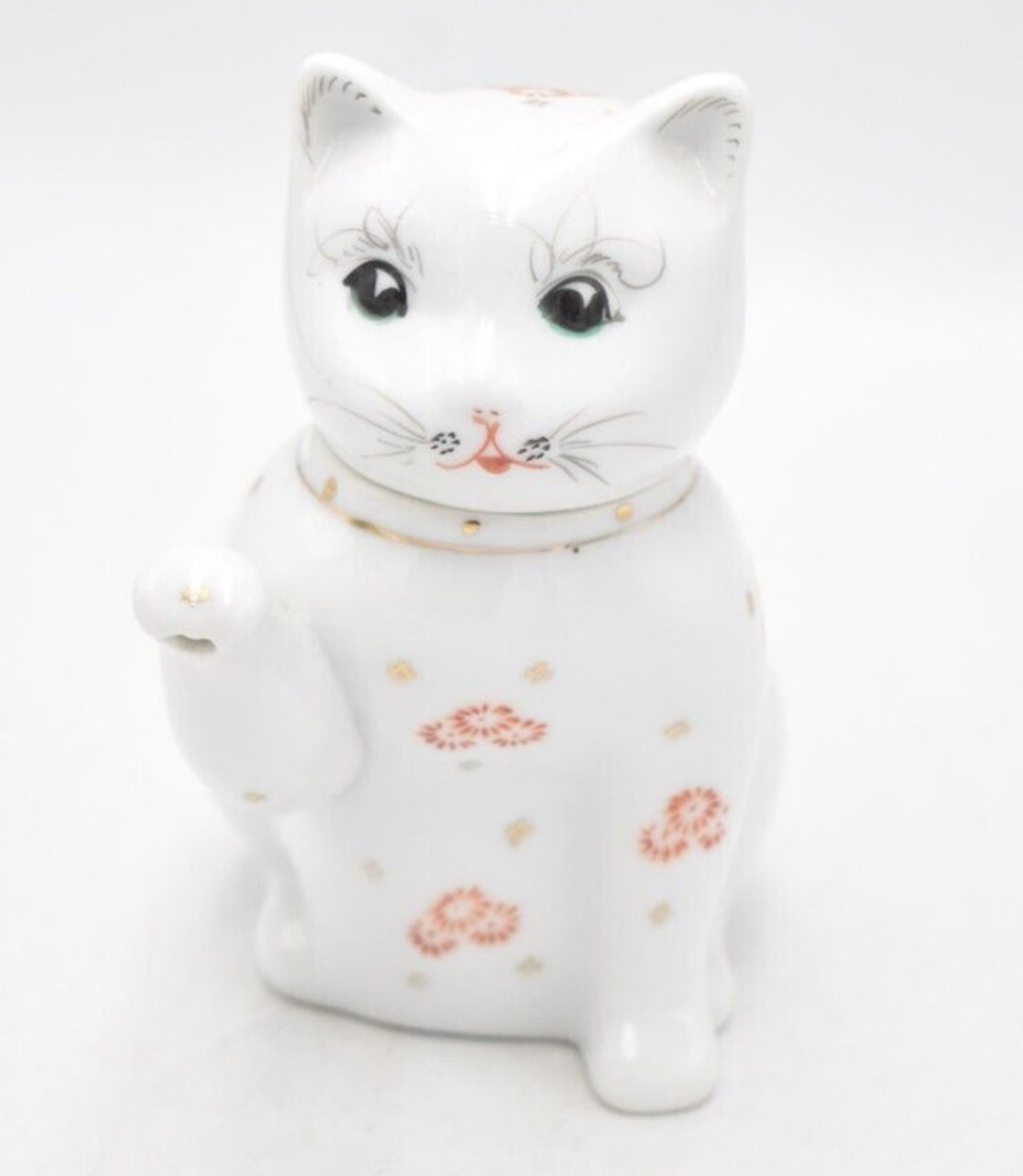 Vintage Lucky Chinese Cat Teapot Maneki Neko Teapot Floral - Etsy