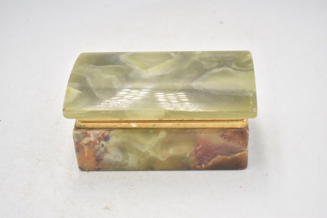 Vintage Onyx Marble Cigarette Box Jewellery Box Trinket Box Velvet ...