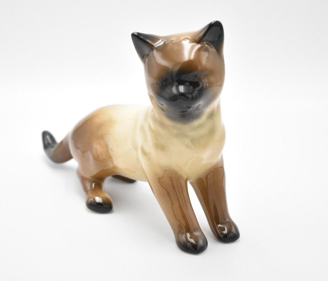 Vintage Mid Century Pottery Siamese Cat Figurine Statue - Etsy