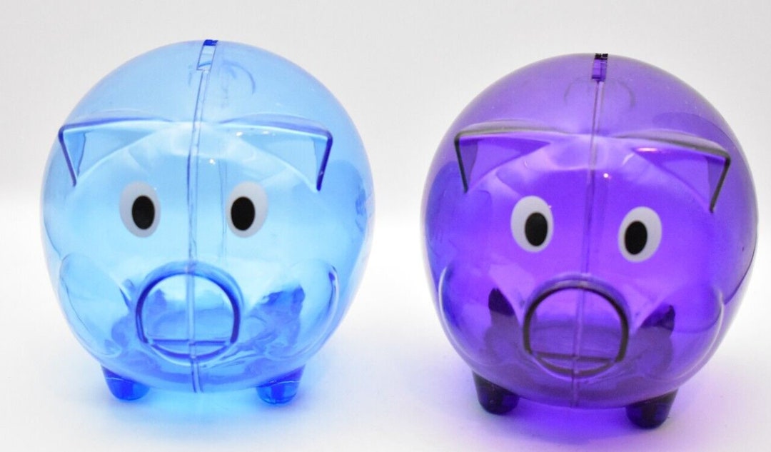 Purple and Blue Plastic Pig Money Boxes Piggy Banks Coin Banks - Etsy