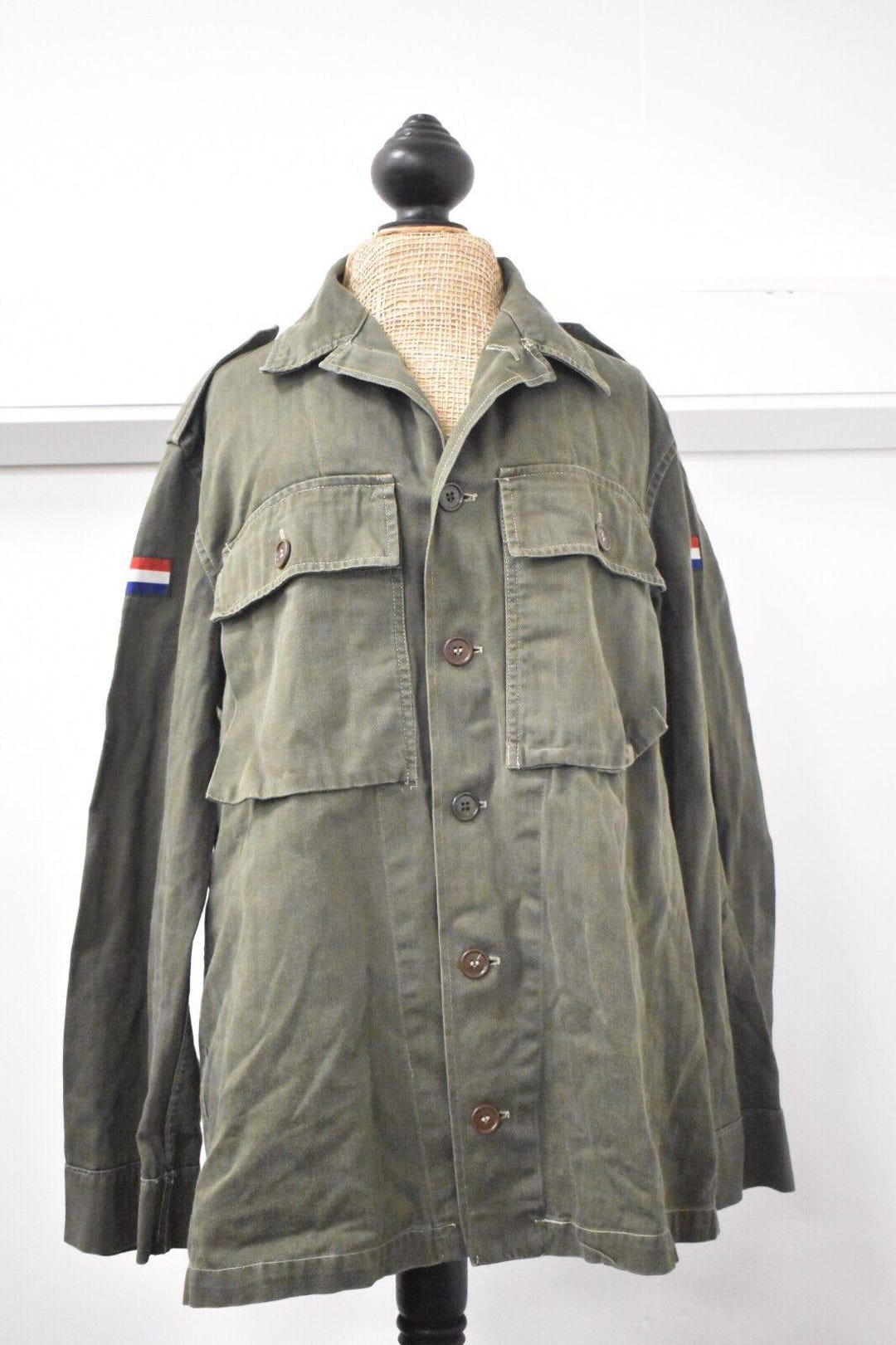 Vintage 1959 Dutch Army Fatigue Utility Shirt – Chest 38" – Authentic ...