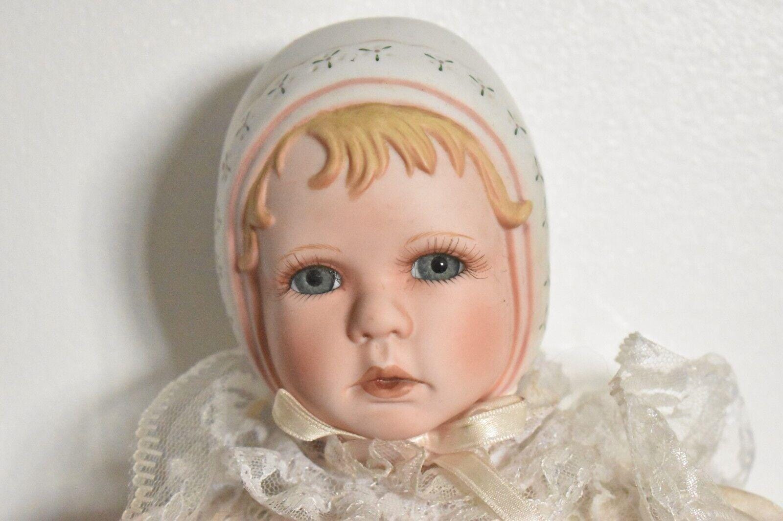 Vintage Seymour Mann Rebecca Sculpted Bonnet Christening Doll Porcelain ...