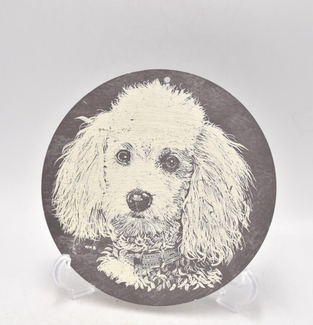 Vintage Poodle Dog Plate Collectors Display Plate Slate Circular - Etsy