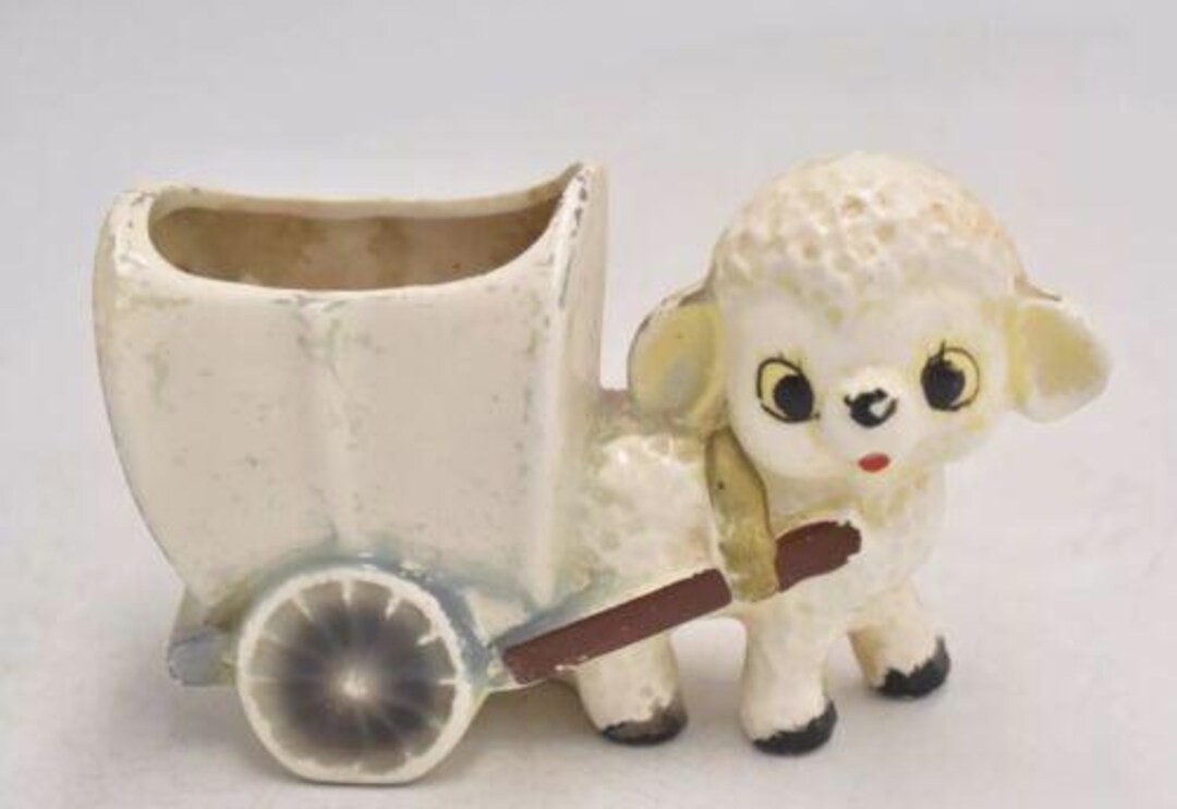 Vintage Anthropomorphic Lamb Sheep Planter Figurine Statue Ornament ...