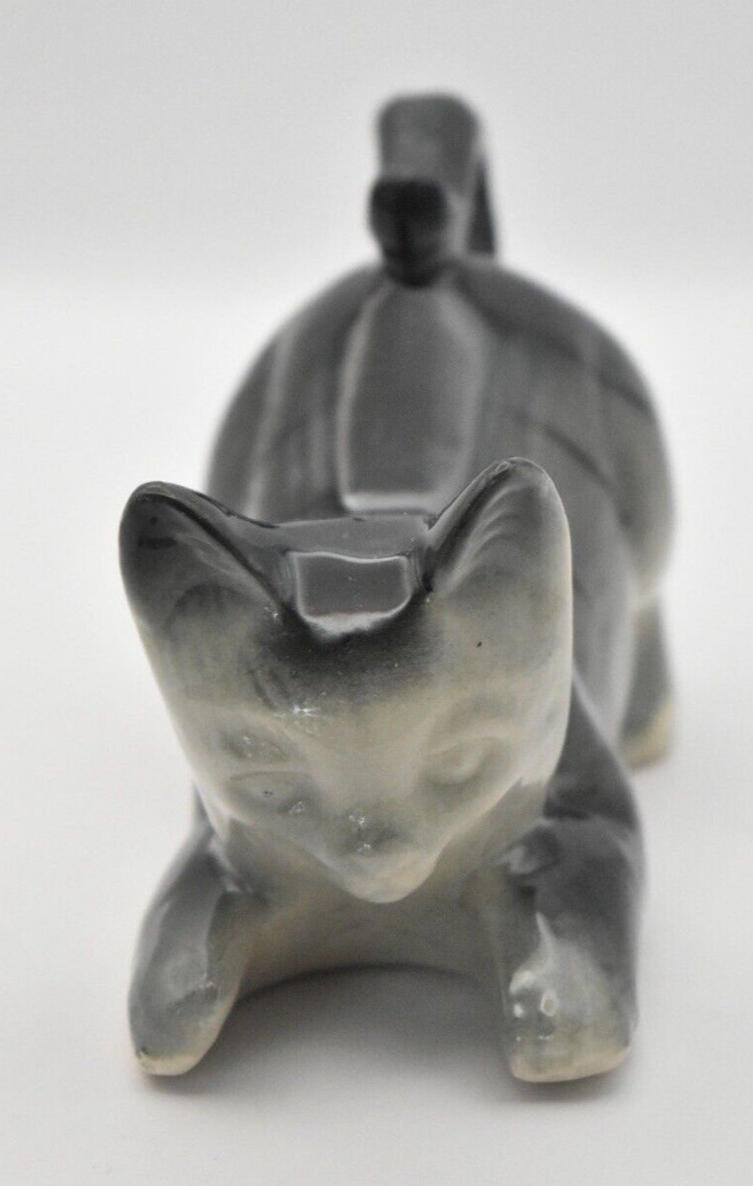 Vintage Grey Playful Cat Figurine Statue Ornament - Etsy