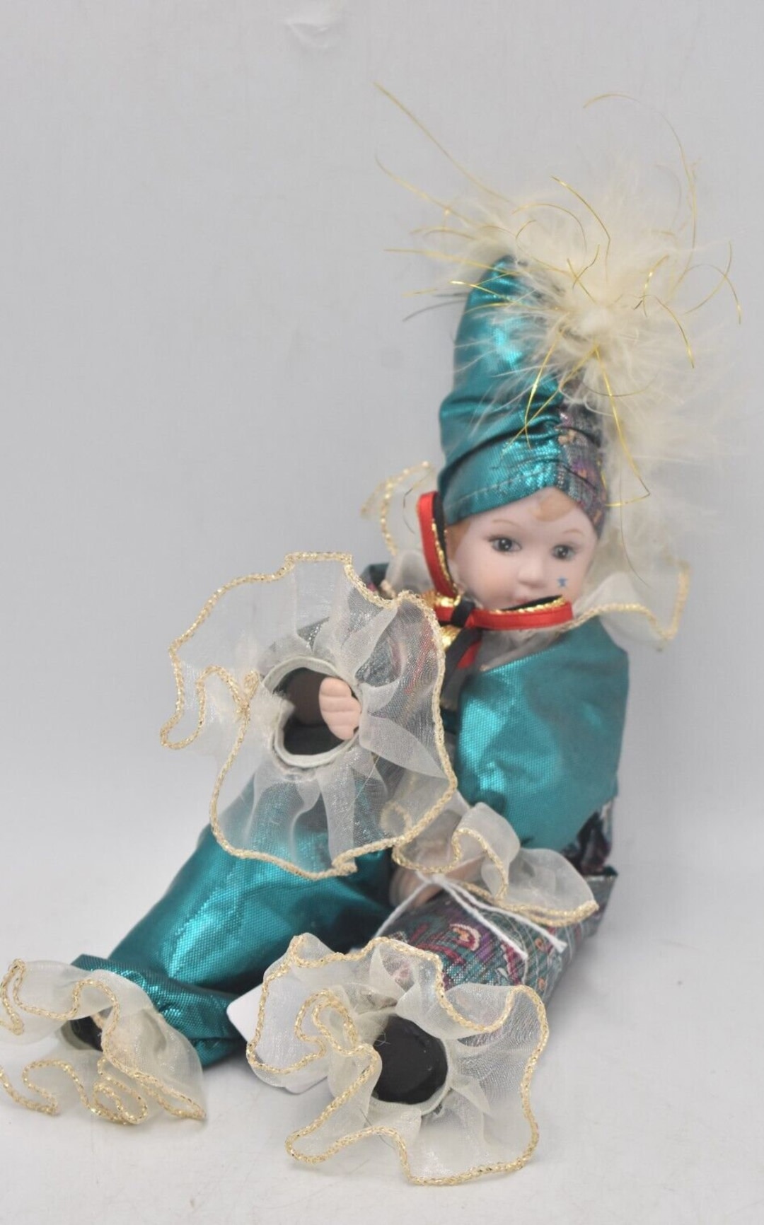 Vintage Porcelain Clown Jester Doll Blue Outfit - Etsy