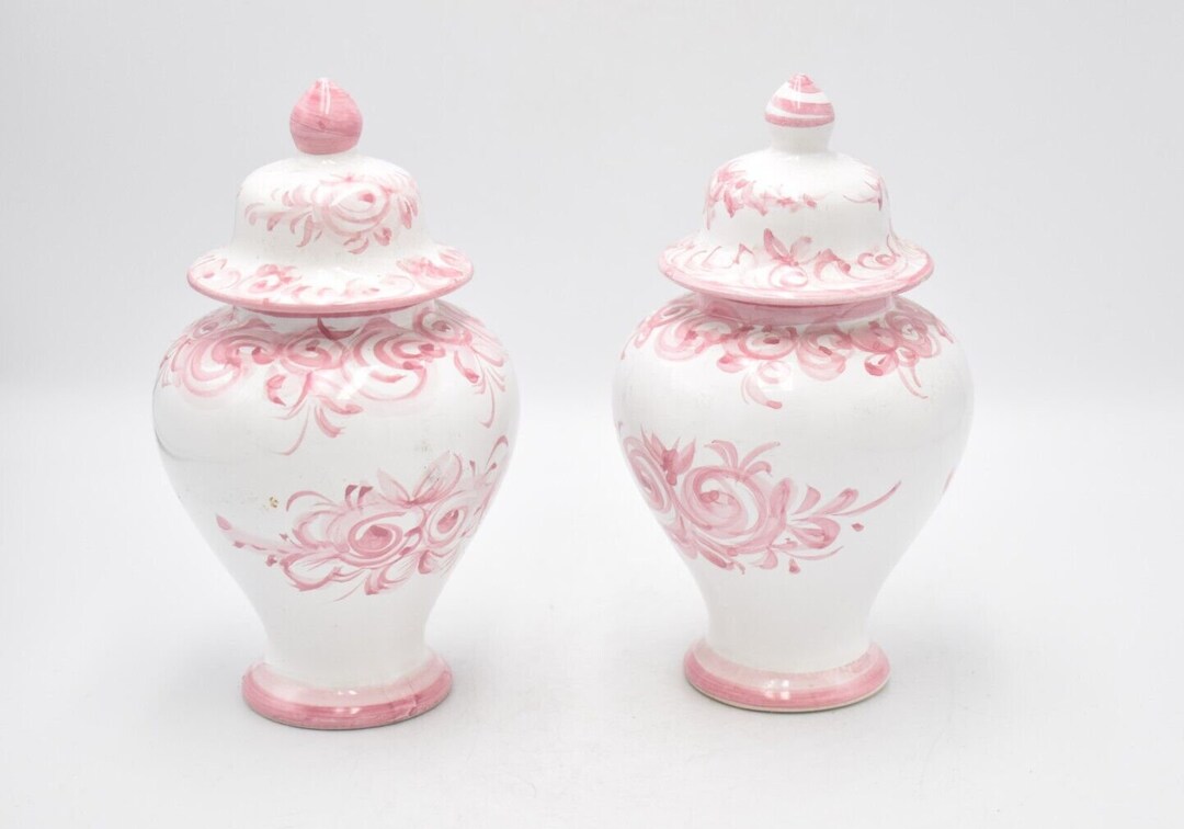 Vintage Vestal Portugal Pink & White Urns X2 Matching Pair - Etsy