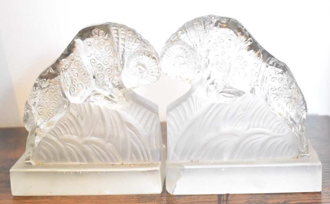 Vintage Frantisek Pazourek Aries Ram Glass Bookends Czech Glass - Etsy