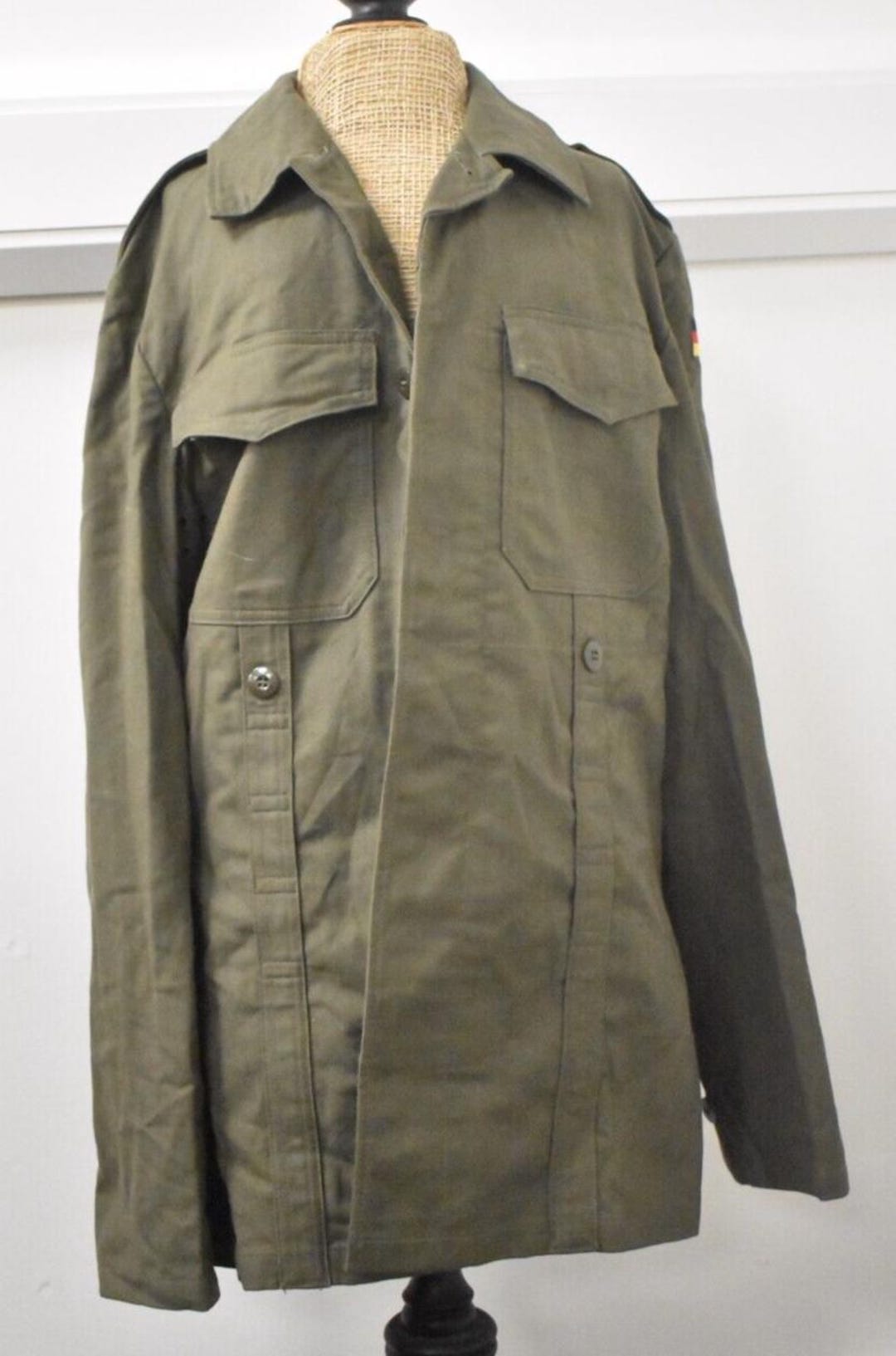 Vintage German Army Jacket Green Button up Moleskin Military Field Size ...