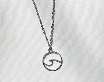 Ocean Wave Necklace, Silver Ocean Pendant, Ocean Lover Gift, Hawaiian ...
