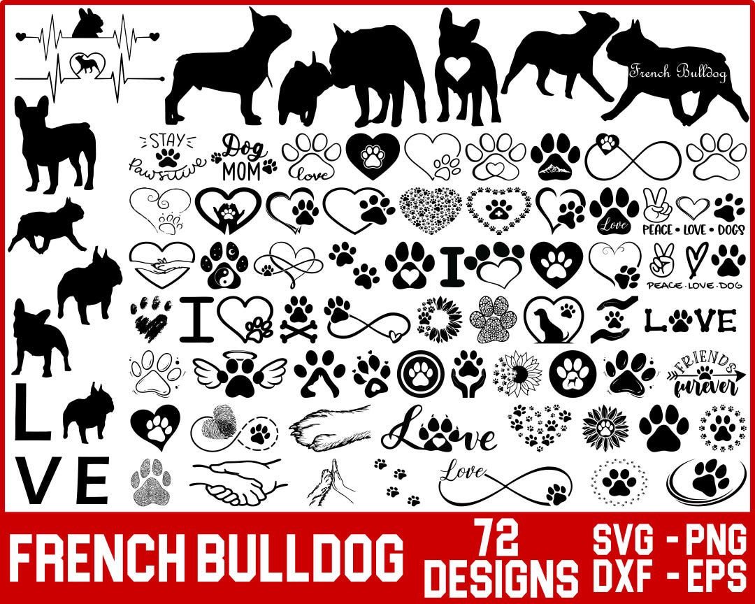 French Bulldog Bundle,logo Vinyl Stencil,frenchie Clipart Print,french ...