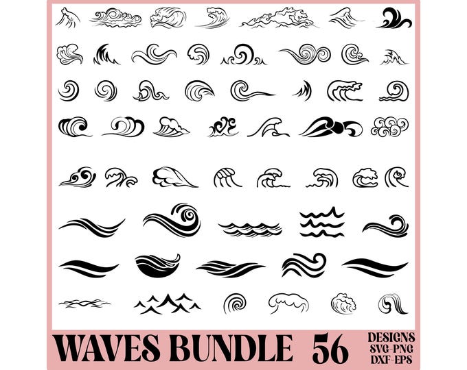 Wave Icons - SVG, PNG, JPG - Digital Cut File, Commercial Use, Instant ...