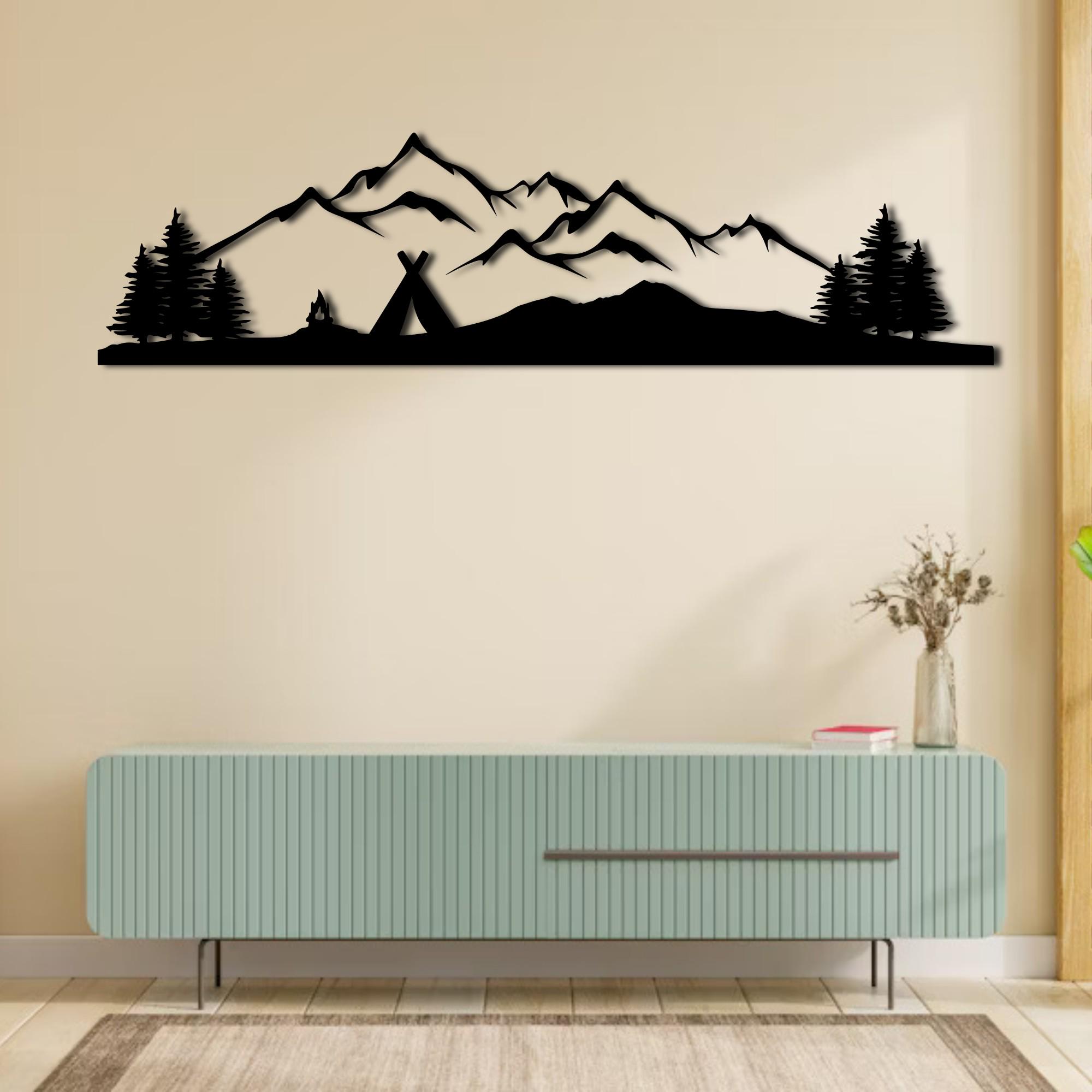 Nature Scene Dxf Svg Png Files Mountains Trees Mountain Forest View ...