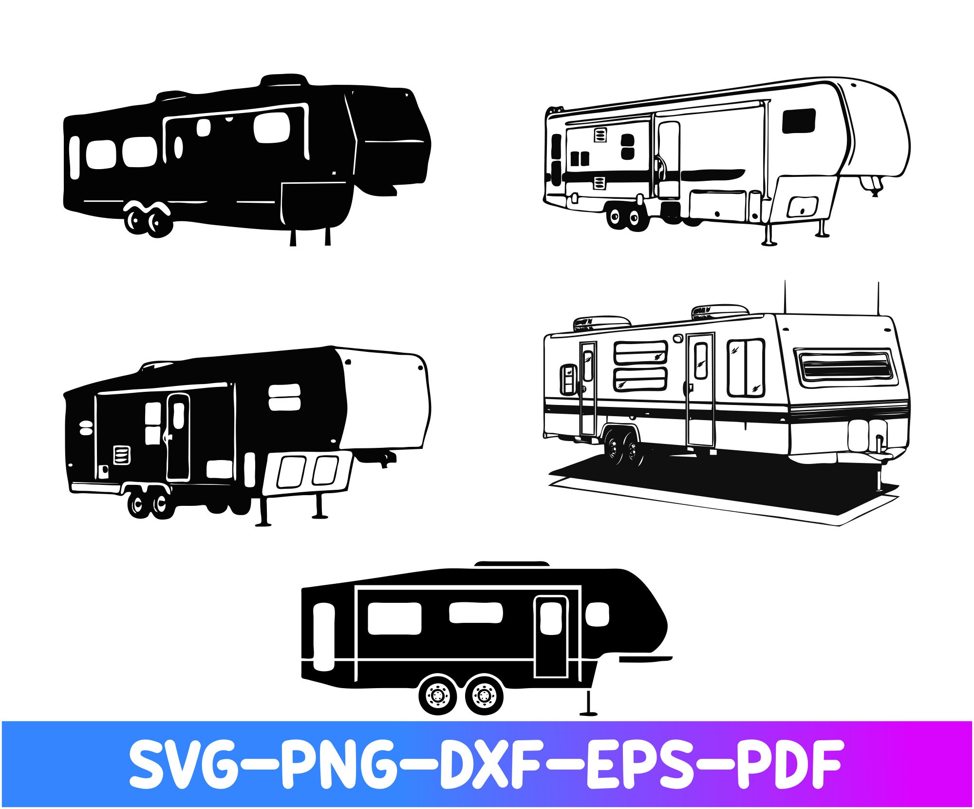 5th Wheel Travel Trailer Svg Fifth Wheel Rv Camper Svg Camper