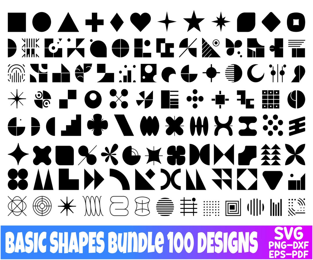 100 Basic Shapes SVG Bundle: Circle, Square, Triangle, Cricut ...