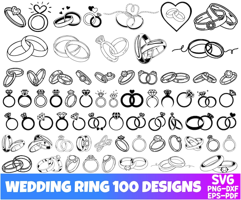 Wedding Ring SVG Files, Engagement Ring SVG Vector Files, Groom and ...