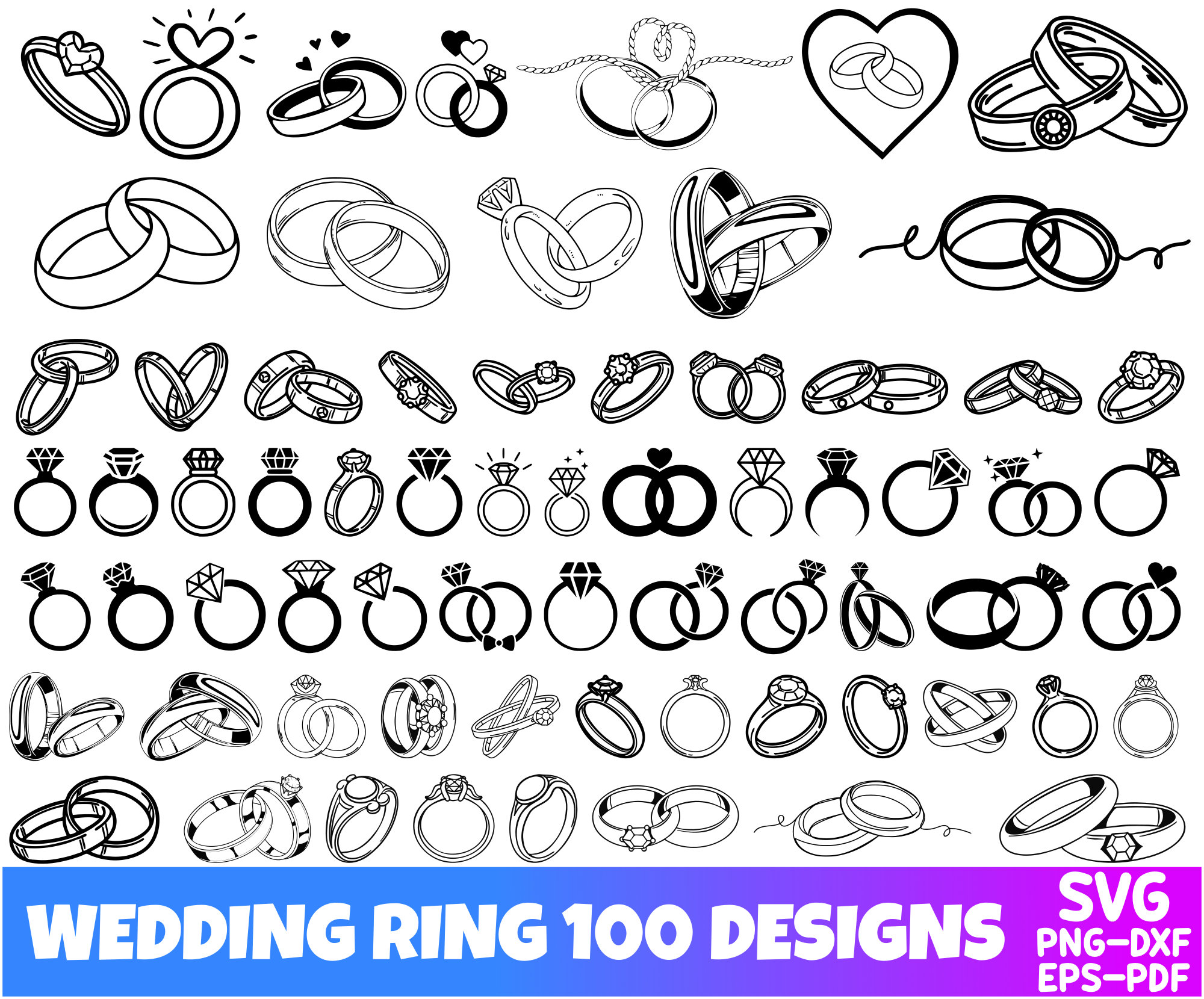 Wedding Ring SVG Files, Engagement Ring SVG Vector Files, Groom and ...