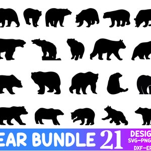 Bear SVG Bundle, Mountains Pine Trees Grizzly Bear SVG, Mama Bear Silhouette, Snowy Winter Scene ...