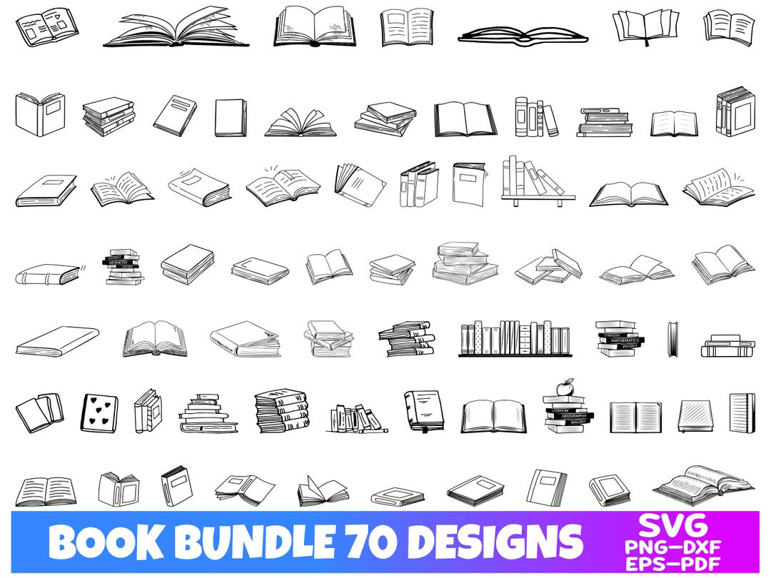 Books SVG Books SVG Bundle Books Silhouette Books Cut File Book Club ...