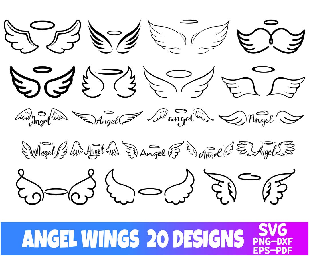 Angel Wings SVG, Angel PNG, Halo DXF, Angel Wings, Religious, Heaven ...