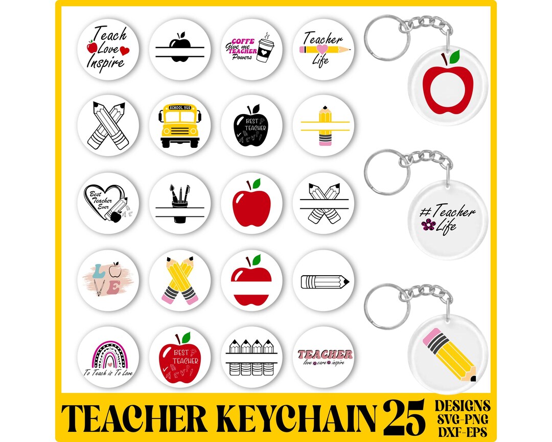 Teacher Keychain Svg, Keychain SVG, Teacher Keychain Svg Bundle ...