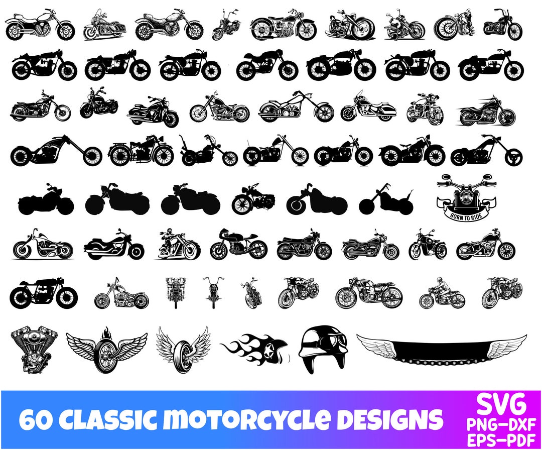Motorcycle SVG Bundle, Motor Bike Svg, Chopper Svg, Motorcycle Monogram ...