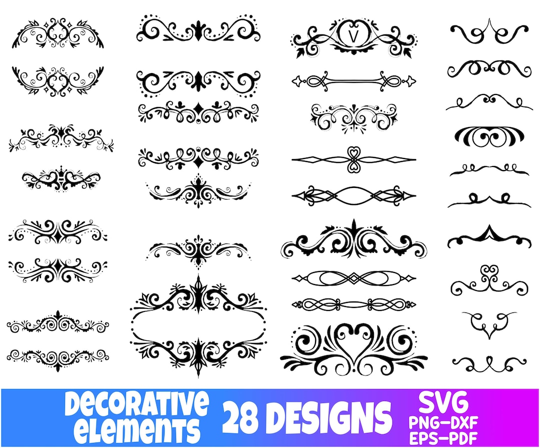 Ornate Borders, SVG, PNG, JPG, Digital Cut File, Commercial Use ...