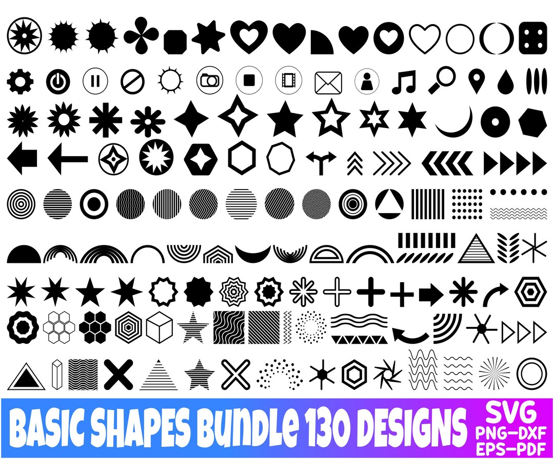 130 Basic Shapes SVG Bundle: Kids, Education, Preschool, Learning ...