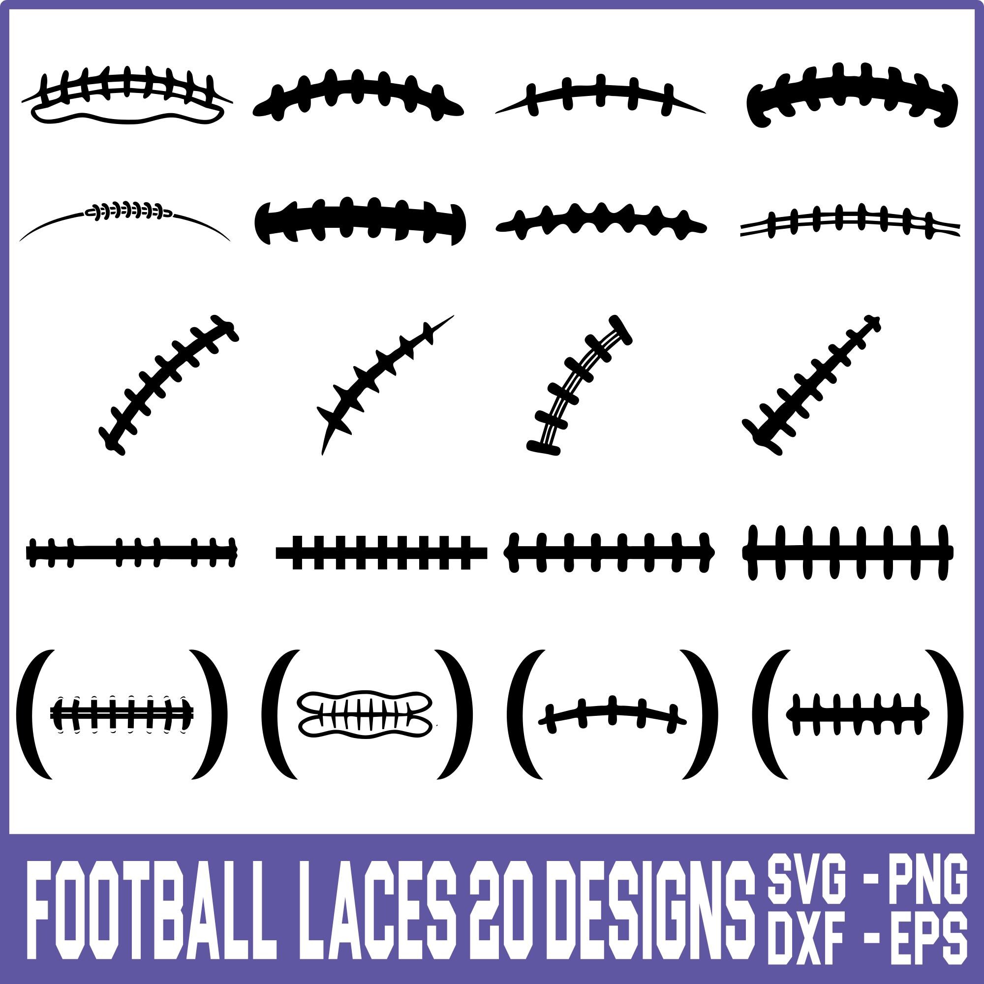 Football Laces SVG Bundle, Sports Ball Seams and Stitches Cut Files ...