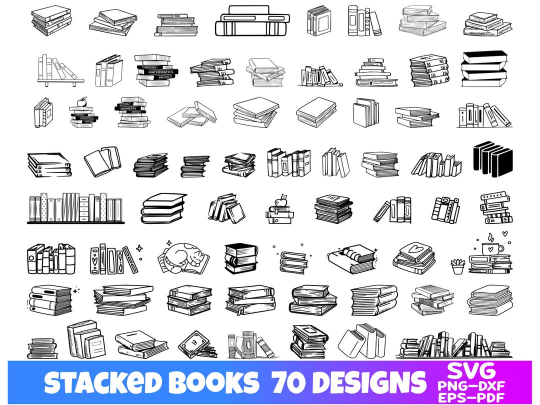 Stack of Books Svg, BOOKS SVG, Book Cricut, Library Clipart, Book Svg ...